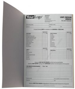 Light Medium Vehicle Pre Start Checklist Books – Hollands Print